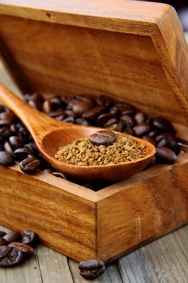 Flavored Coffee Beans in a Wooden Box Stock Photo - Image of caffeine ...
