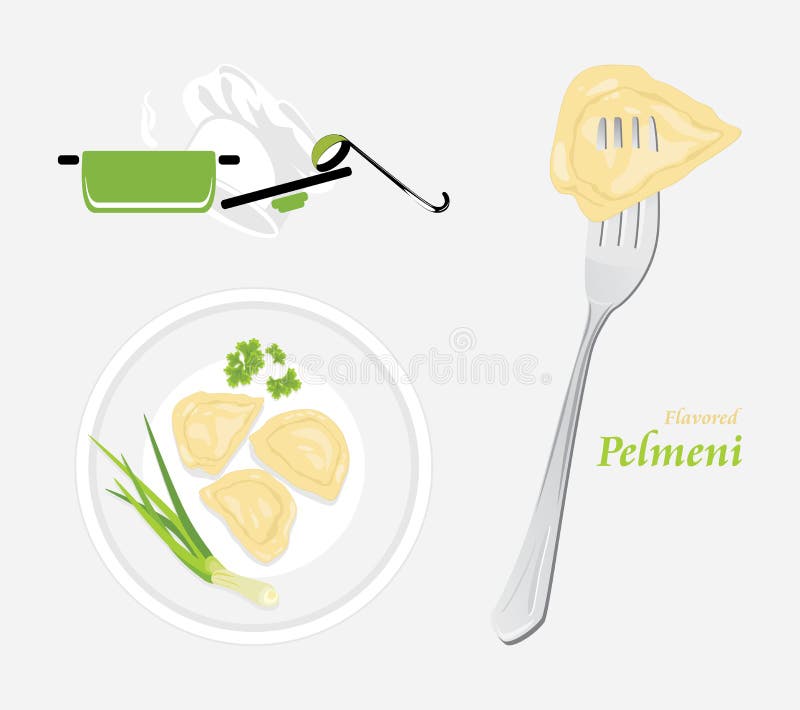 Flavored Pelmeni. Labels for Menu Design Stock Vector - Illustration of ...