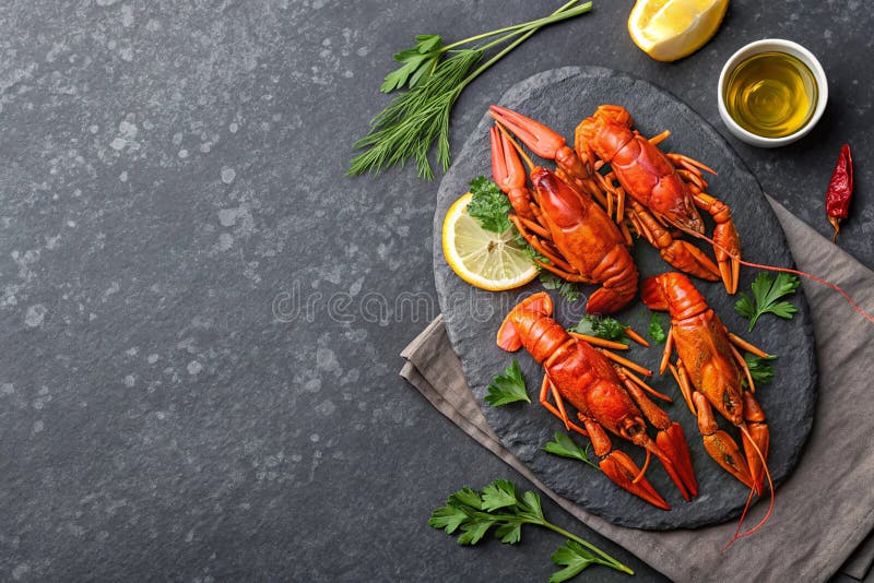 Flavorful Boiled Crawfish. on a Stone Background Stock Image - Image of ...