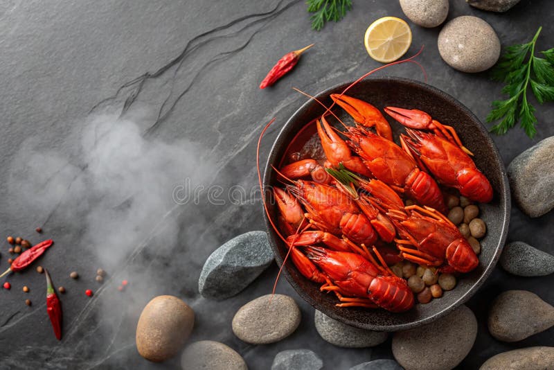 Flavorful Boiled Crawfish. on a Stone Background Stock Image - Image of ...