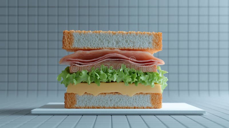 A Flavorful Double-Decker Ham and Cheese Sandwich on Crispy Bread Stock ...