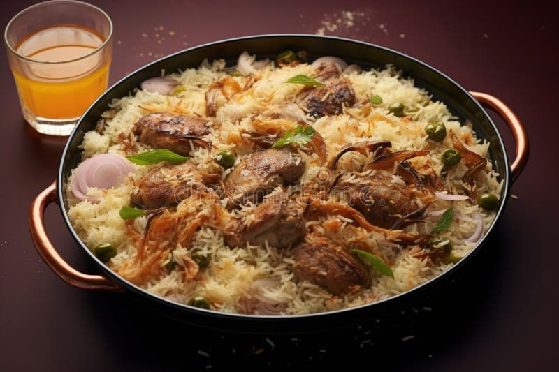 Flavorful Ensemble Mutton Biryani Meal Served on a Table Stock ...