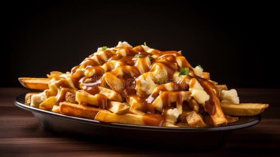 Flavorful plate of Poutine stock illustration. Illustration of plate ...