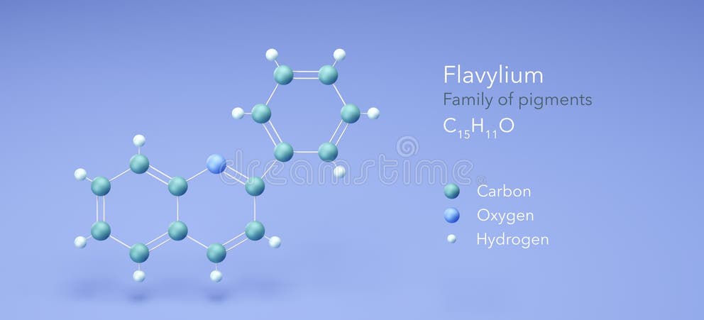 Flavylium Molecule, Molecular Structures, Pigments, 3d Model ...