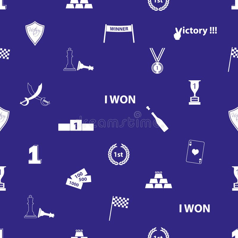 Flawless Victory Symbols Blue and White Seamless Pattern Stock Vector ...