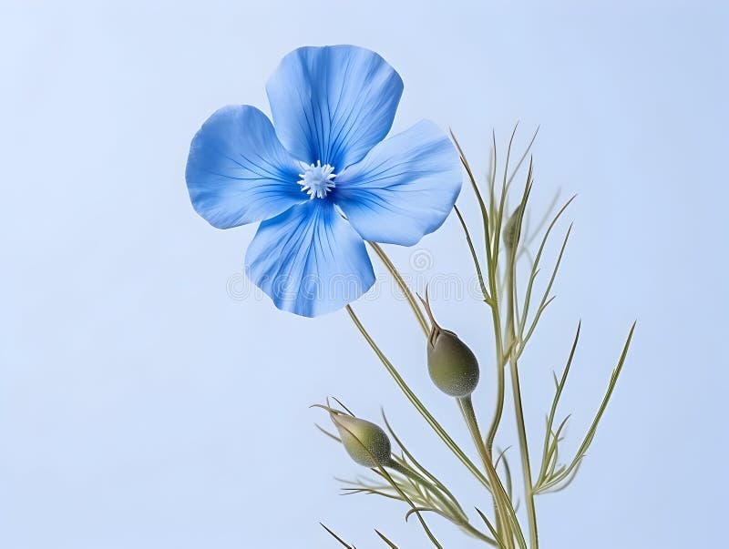 Flax Flower in Studio Background, Single Flax Flower, Beautiful Flower ...