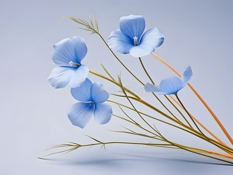 Flax Flower in Studio Background, Single Flax Flower, Beautiful Flower ...