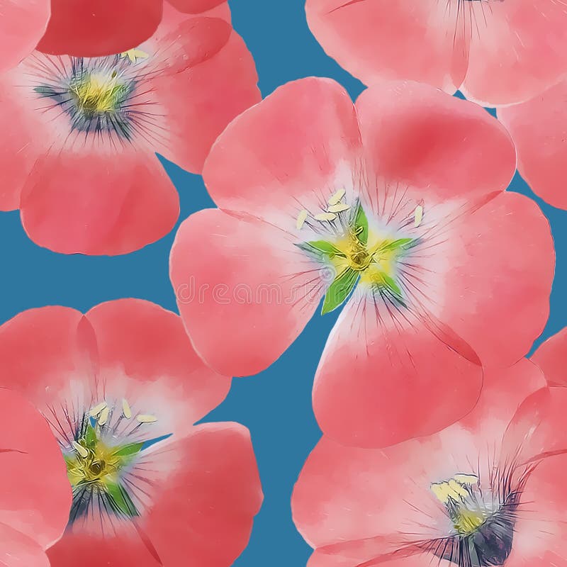 Flax. Seamless Pattern Texture of Flowers. Floral Background, Photo ...