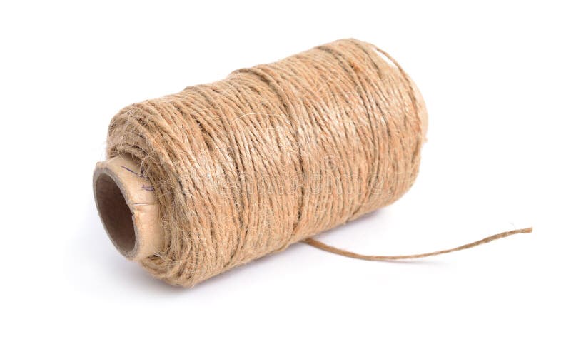 Flax Rope Roll Isolated on White Backgroung. Stock Image - Image of ...