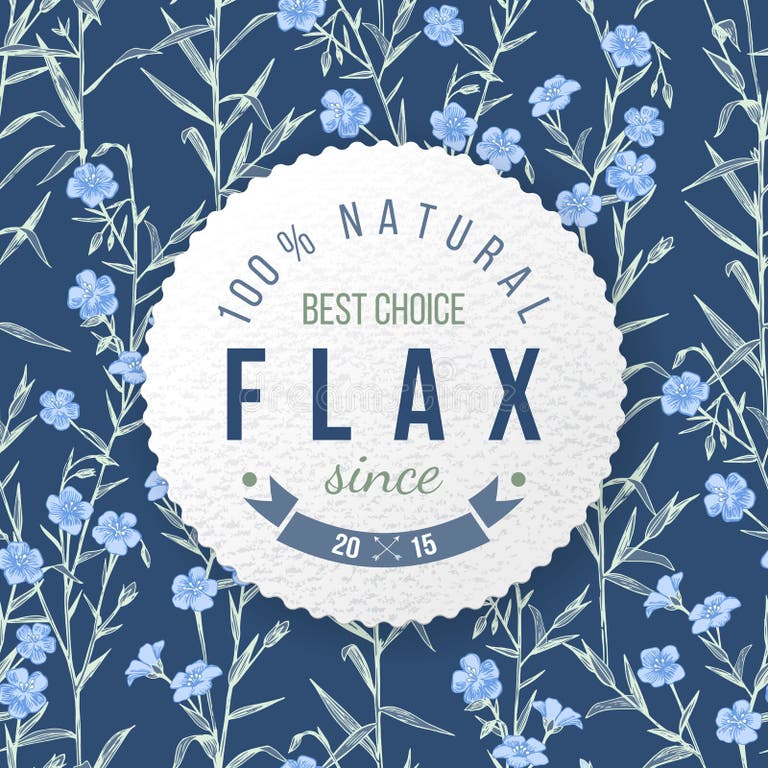 Flax Round Label with Type Design Stock Vector - Illustration of herbal ...