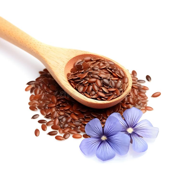 Flax seed and flax flowers stock illustration. Illustration of medicine ...