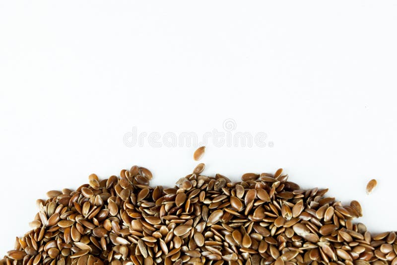 Flax Seed on Isolated White Background Stock Image - Image of group ...