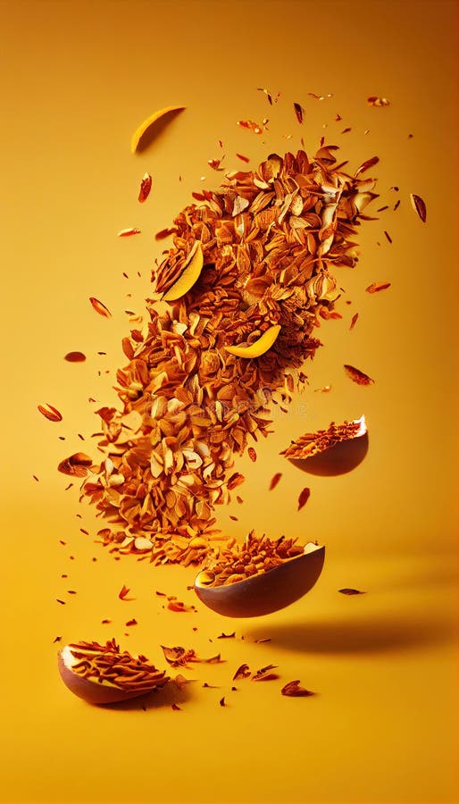 Flax Seeds Creatively Falling-Dripping Flying or Splashing on Yellow ...