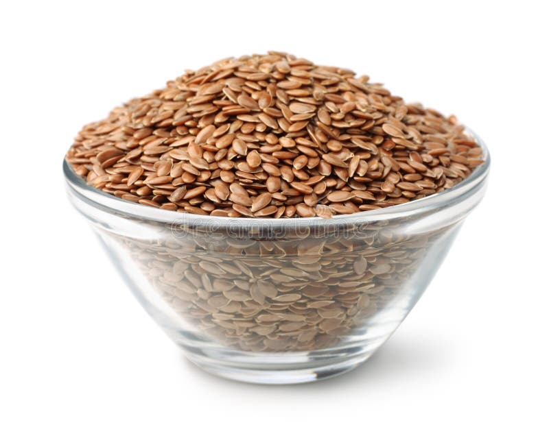 Flax seeds in glass bowl stock image. Image of heap - 111034511