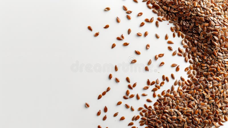 Flax Seeds Spread on White Surface with Empty Space for Text or Design ...