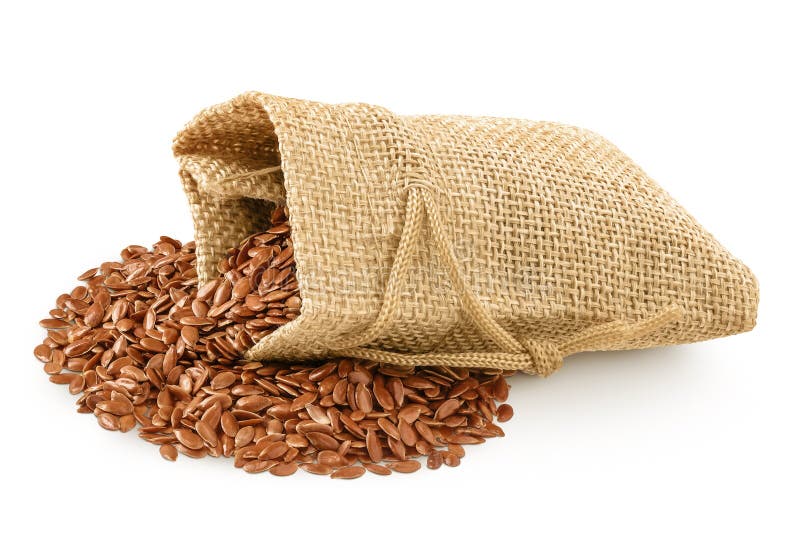 Flaxseed Bag Isolated White Background Top View Flat Lay Stock Photos ...