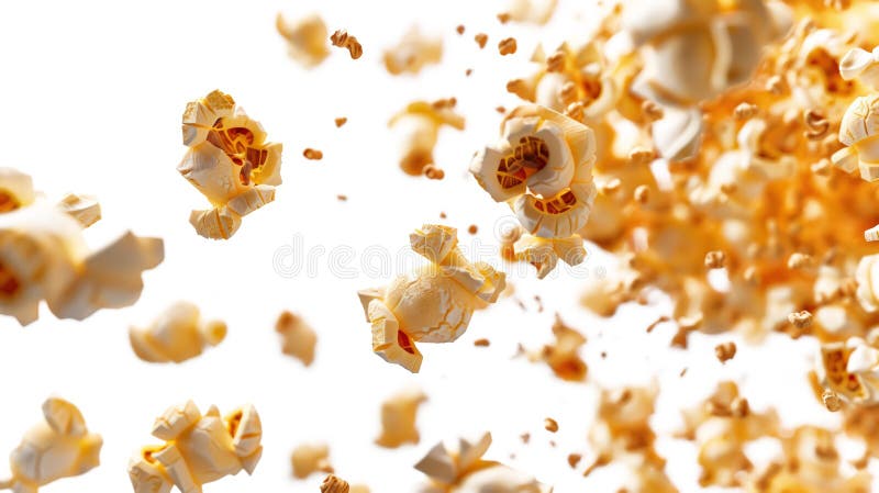 Flaying Popcorn Kernels Isolated on Transparent Background. Stock Image ...