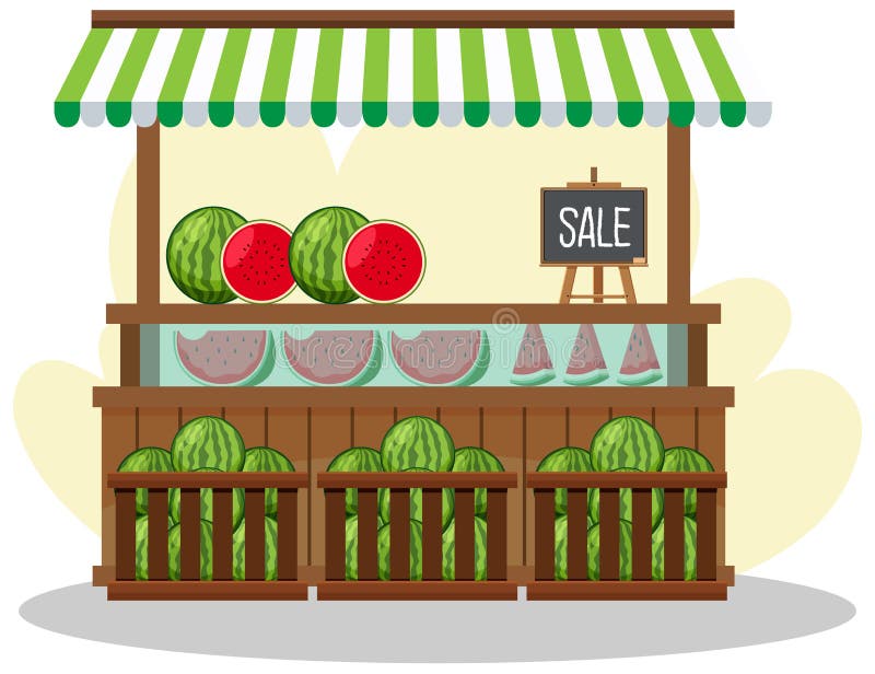 Flea Market Concept with Fruit Store Stock Vector - Illustration of ...