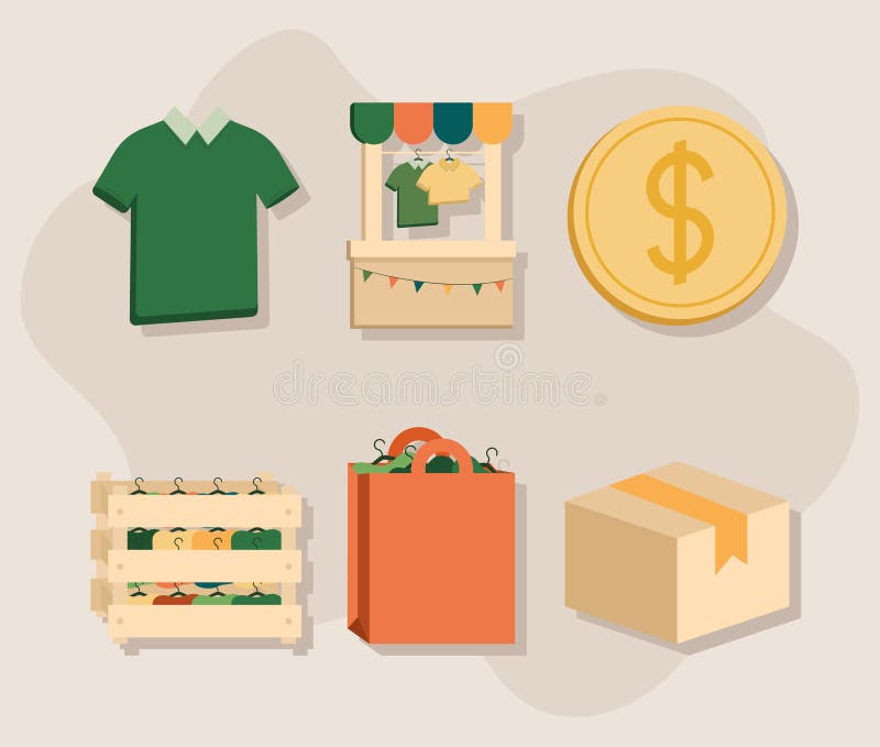 Flea market items stock vector. Illustration of marketplace - 256279575