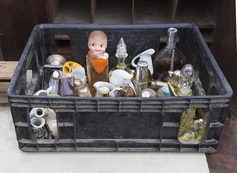 Flea Market. Old Box with Old Stuff. Stock Image - Image of vintade ...