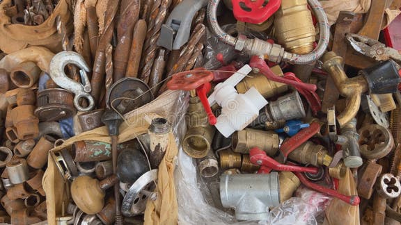 A Flea Market of Old Rusty Things and Tools. Stock Photo - Image of ...
