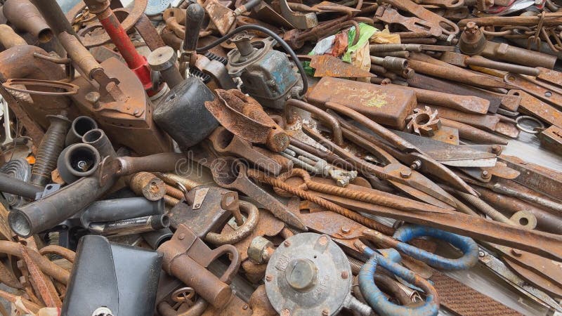 A Flea Market of Old Rusty Things and Tools. Stock Image - Image of ...