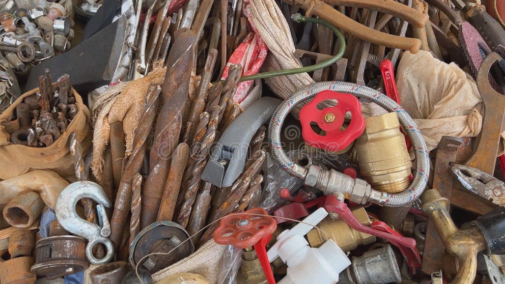 A Flea Market of Old Rusty Things and Tools. Stock Photo - Image of ...