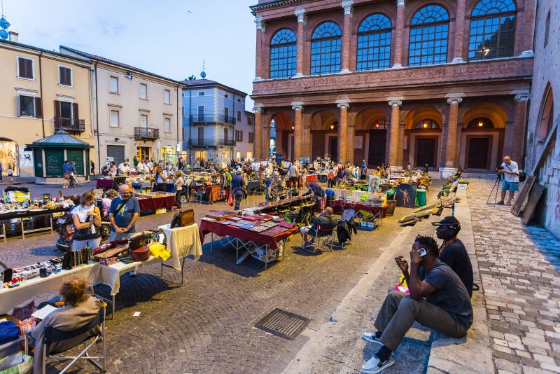 Flea Market at the Old Square in Rimini Editorial Stock Photo - Image ...