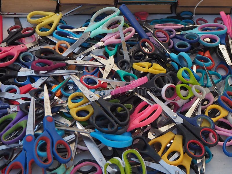 At the Flea Market, Table with Scissors Stock Photo - Image of scissor ...
