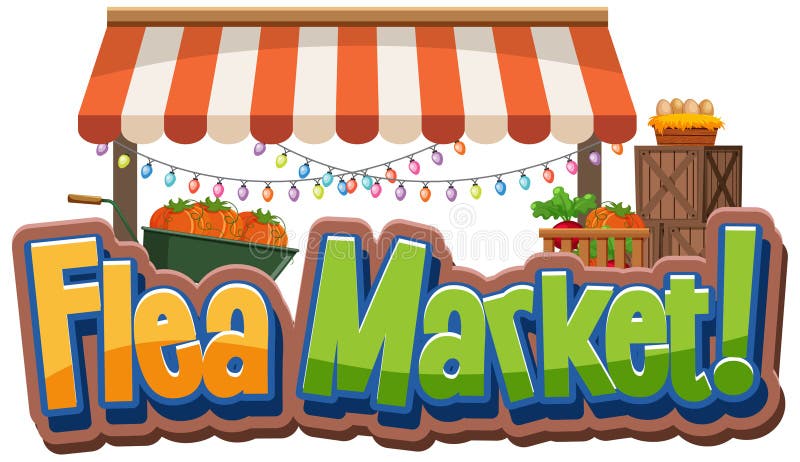 Flea Market Typography Design Stock Vector - Illustration of festive ...