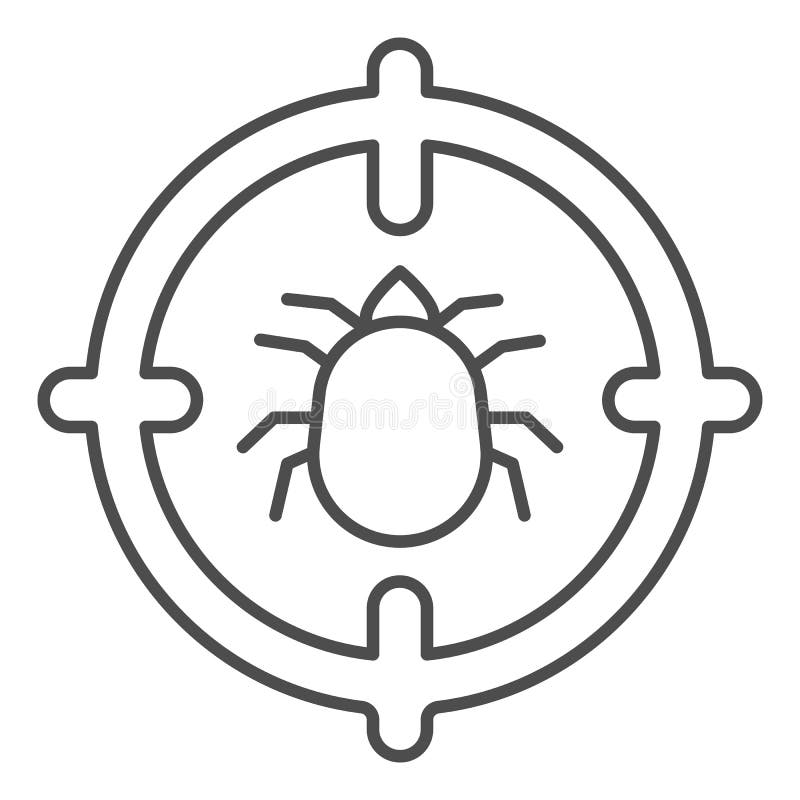 Flea in Target Thin Line Icon, Pest Control Concept, Flea Warning Sign ...