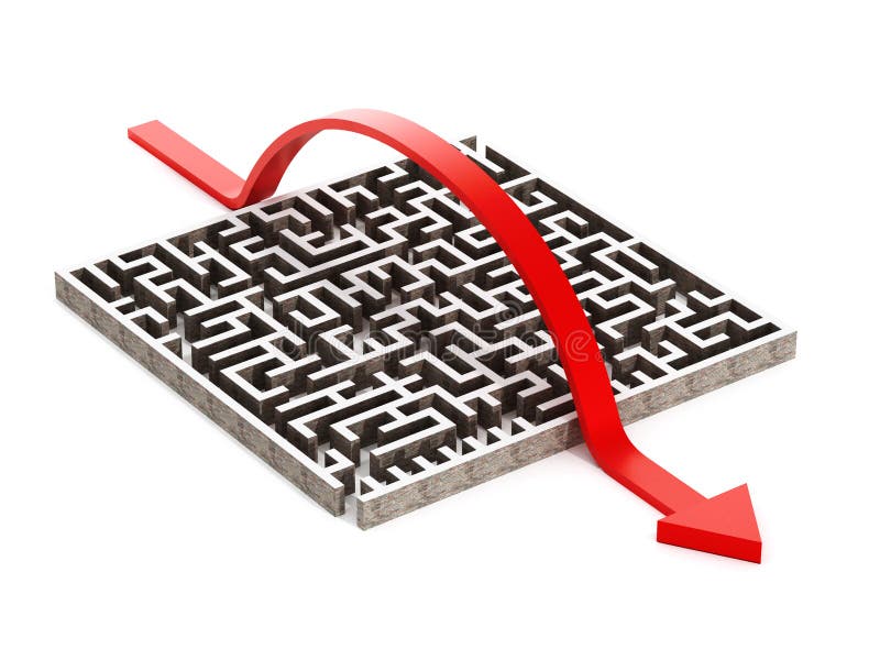 Flecha Roja Que Cruza El Laberinto Circular Stock de ilustración ...