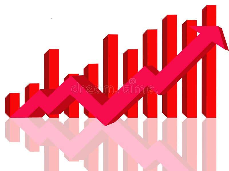 Flecha Y Barras Crecimiento-rojas Financieras Stock de ilustración ...