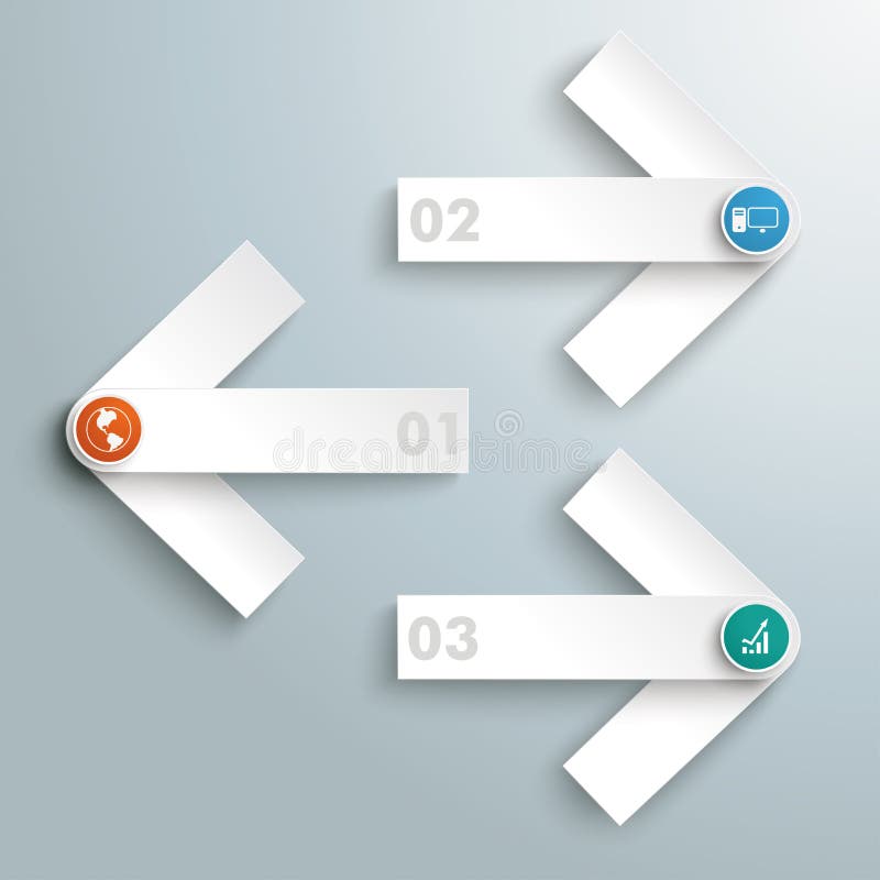 3 Flechas Blancas Colorearon Los Iconos PiAd Ilustración del Vector ...