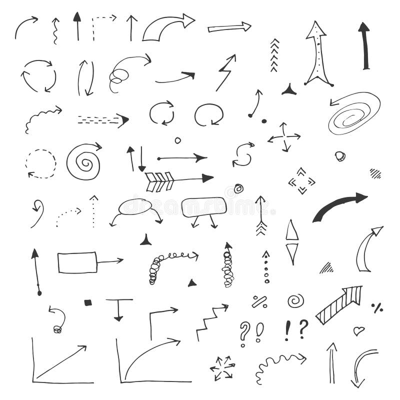 Flechas del Doodle ilustración del vector. Ilustración de abajo - 81917126