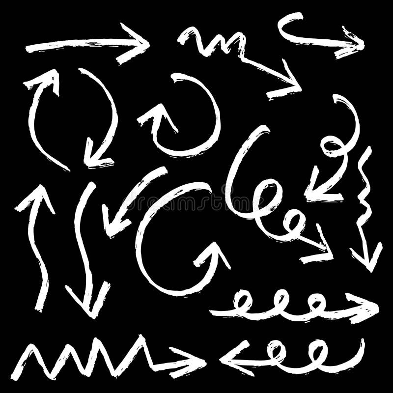 Flechas Dibujadas a Mano. Conjunto De Flechas Vectoriales. Ilustración ...