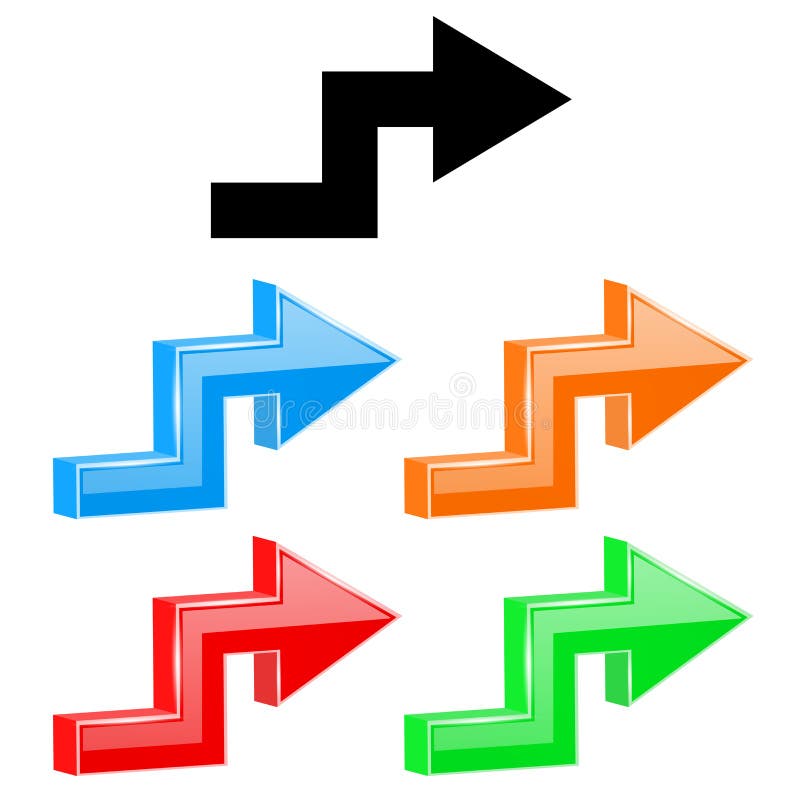 Flechas Quebradas Iconos Brillantes Coloreados 3d Ilustración del ...