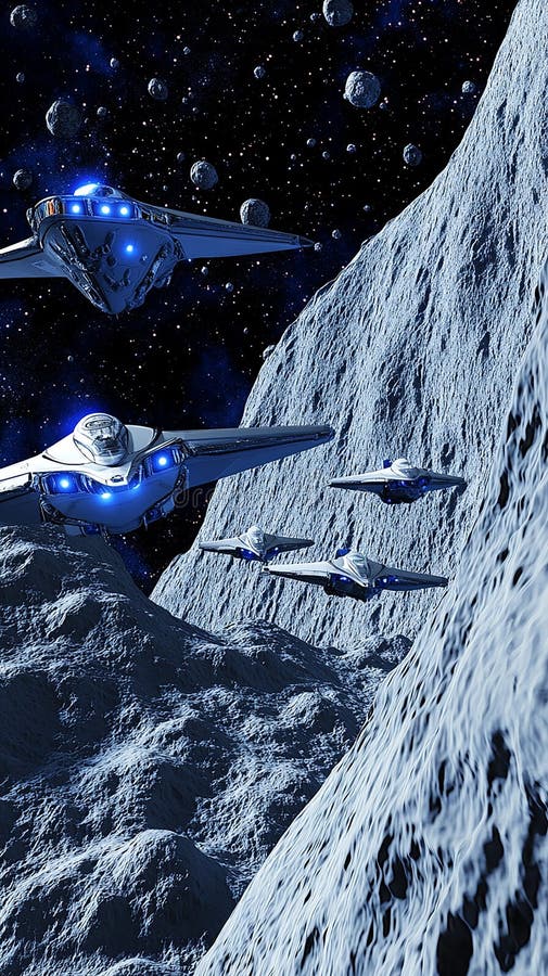 Fleet of Alien Ships Escorting a Colossal Spacecraft Stock Photo ...