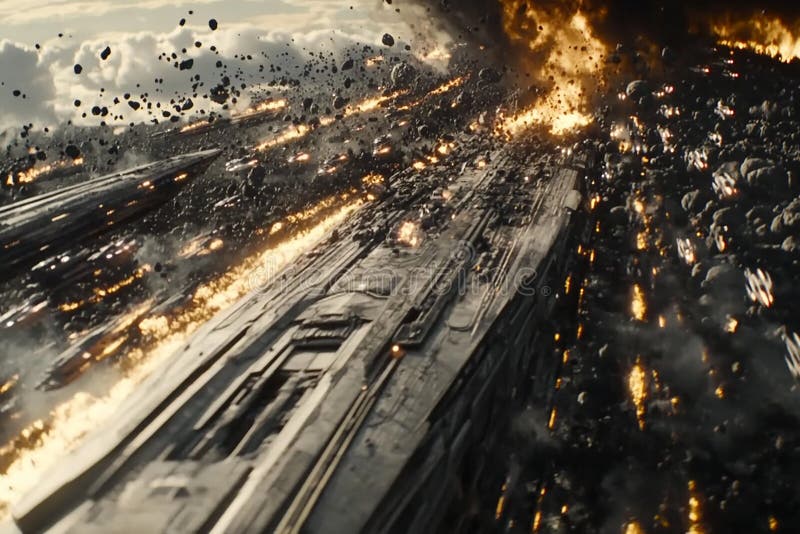 Fleet of Alien Ships Escorting a Colossal Spacecraft Stock Image ...