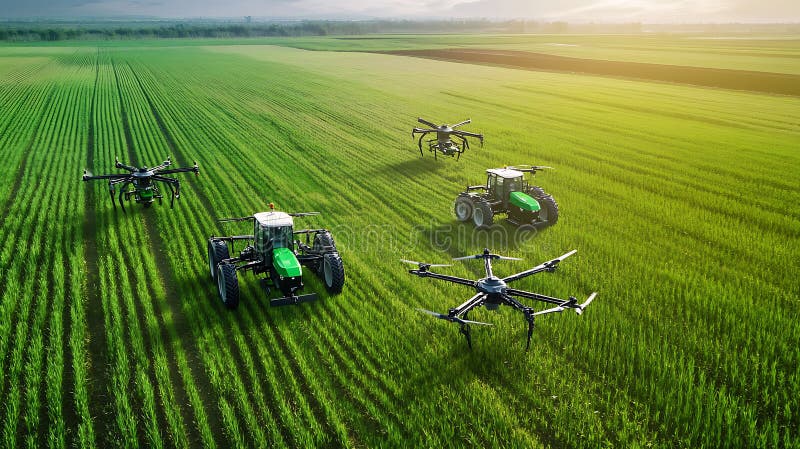 A Fleet of Automated Tractors and Drones Working Together in a Large ...