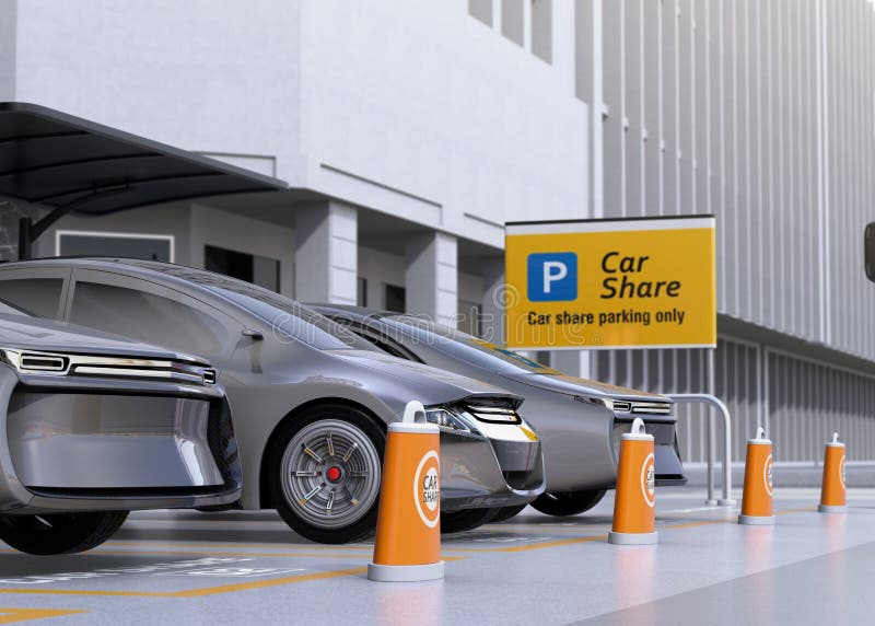 Fleet Of Autonomous Vehicles In Parking Lot For Sharing Stock ...