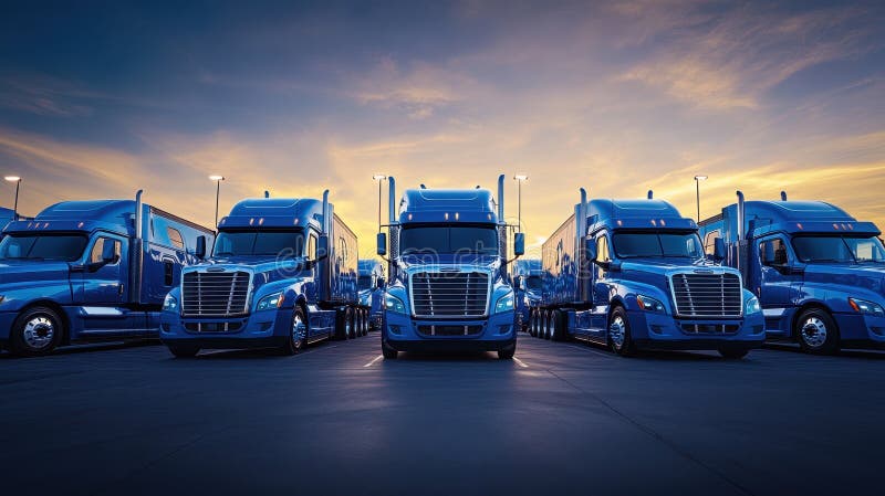 The Fleet of Blue Trucks.AI Generated Image Stock Photo - Image of ...