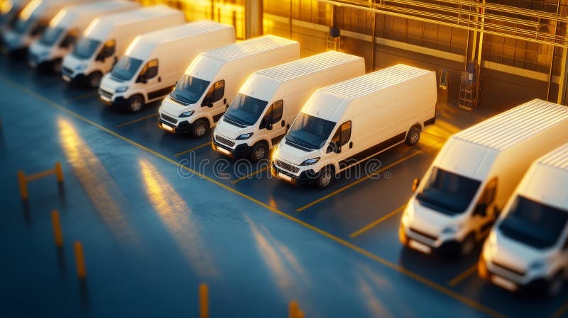 Fleet of Delivery Vans Parked White Vans Logistics Transportation ...