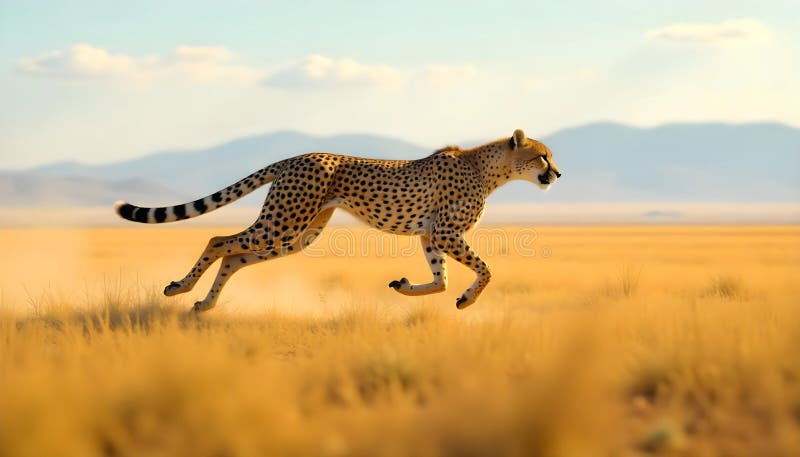A Fleet-footed Cheetah with a Lithe, Dynamic Build Sprinting Across an ...