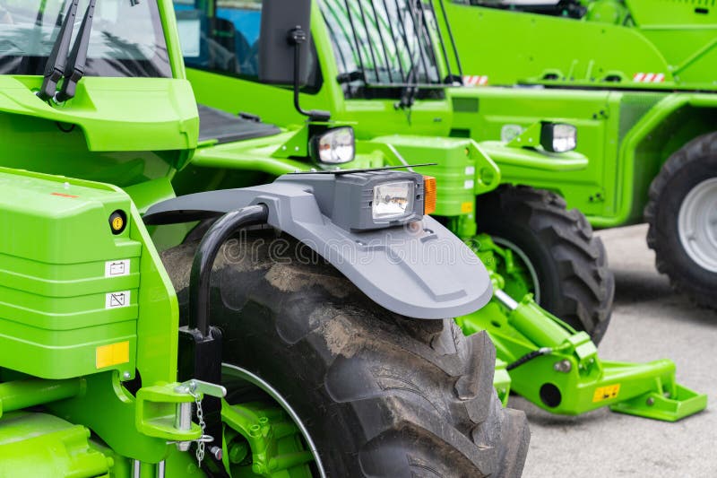Fleet of Green Road Machines Stock Photo - Image of loader, bulldozer ...