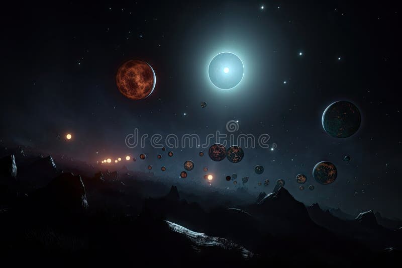 A Fleet of Spacecraft Exploring Distant Exoplanets, with Their ...