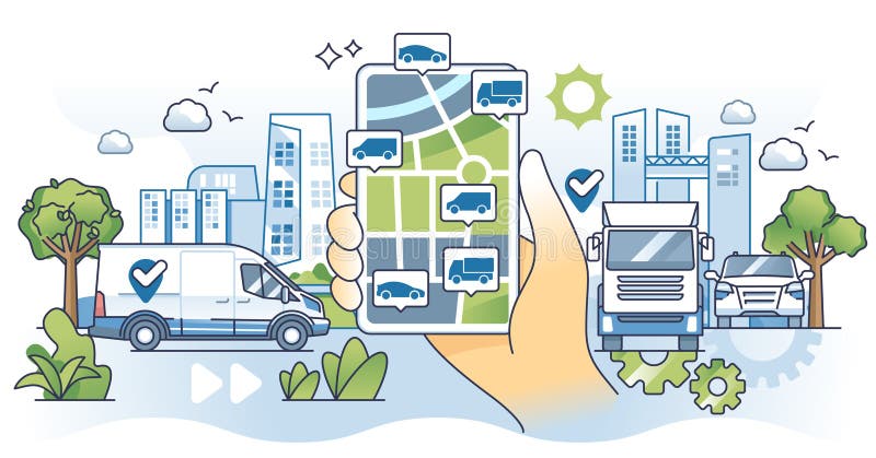 Fleet Tracking with GPS Location or Navigation Services Outline Hands ...