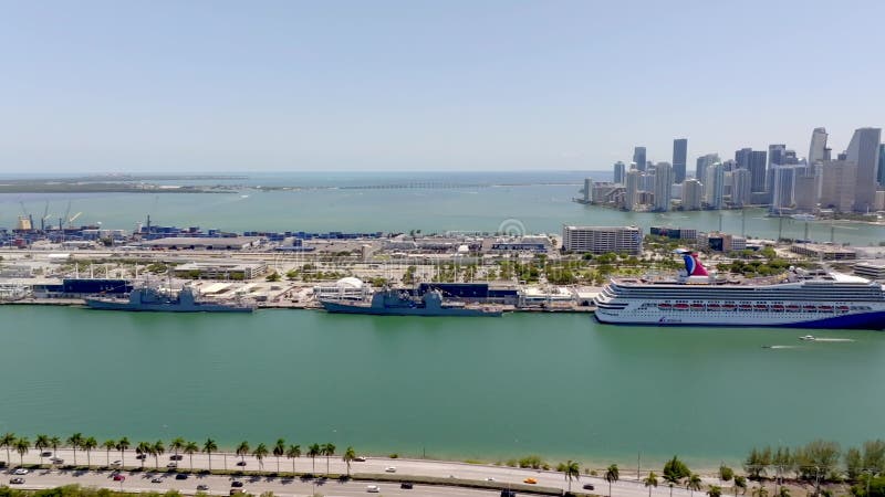 Fleet Week Miami Lateral Port Miami Flyby Stock Footage - Video of ...