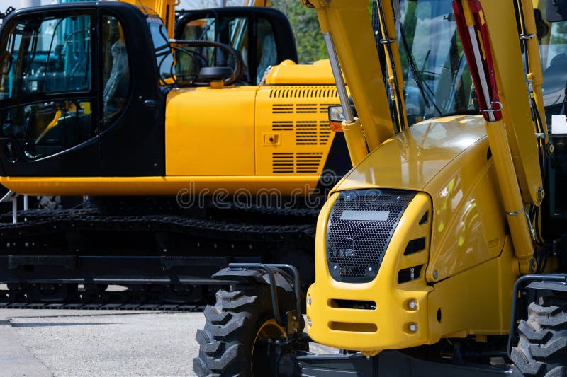 Fleet of Yellow Construction Machines Stock Image - Image of yellow ...