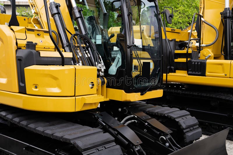 Fleet of Yellow Construction Machines. Stock Photo - Image of building ...